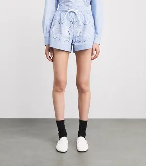 Sandro Cotton Embroidered Palm Tree Shorts
