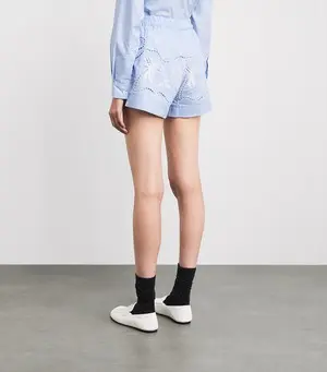 Sandro Cotton Embroidered Palm Tree Shorts
