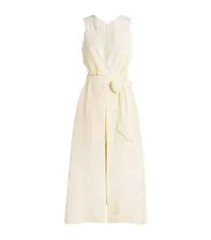 Sandro Lace-trimmed Linen-blend Midi Jumpsuit - Beige