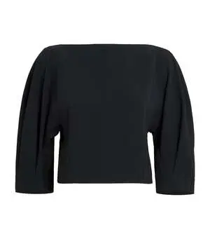 RETORI Cady V-back Blouse With Jewel Buttons - Black