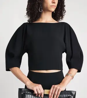 RETORI Cady V-back Blouse With Jewel Buttons - Black