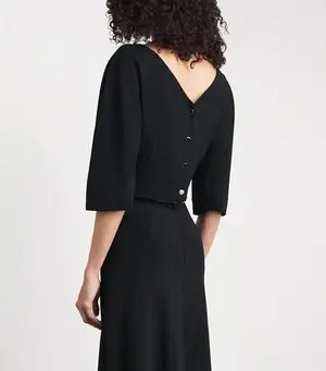 RETORI Cady V-back Blouse With Jewel Buttons - Black