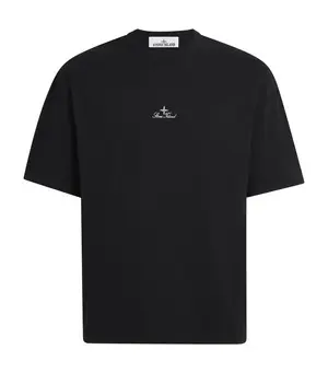 Stone Island Organic Cotton Embroidered T-shirt - Black