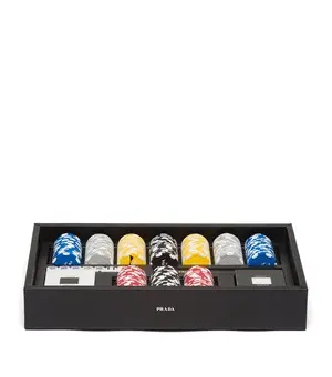 Prada Saffiano Leather Poker Set - Black