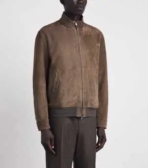 Canali Lamb Suede Bomber Jacket