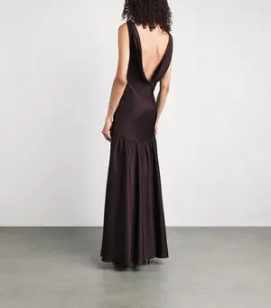 Roland Mouret Satin Boatneck Gown