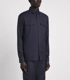 Paul & Shark Virgin Wool Overshirt With Rain System Technology