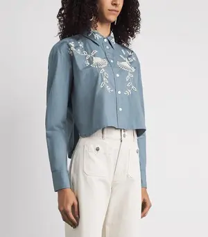 Veronica Beard Embellished Cotton Poplin Shirt