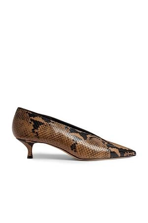 Le Monde Beryl Snake Embossed Leather Babouche Pump - Fango