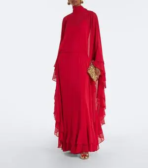 DE LA VALI Socorro Chiffon Maxi Dress