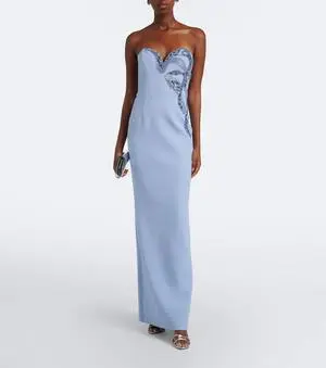 Rebecca Vallance Aylin Embellished Crepe Bustier Gown
