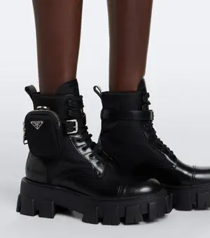 Prada Monolith Leather Ankle Boots