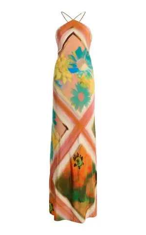 Staud Printed Crepe De Chine Maxi Dress - Multi
