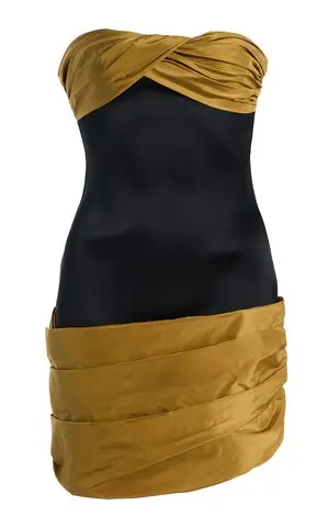 Burc Akyol Satin-cady Mini Dress With Draped Tafetta Panels - Multi