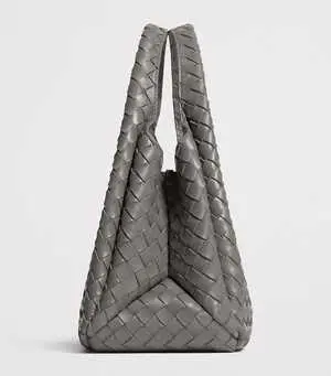 Bottega Veneta Nappa Leather Campana Shoulder Bag - Grey