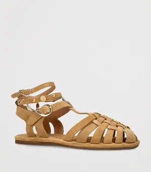 ANCIENT GREEK SANDALS Suede Karina Gladiator Sandals - Beige