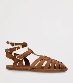 ANCIENT GREEK SANDALS Karina Suede Gladiator Sandals - Brown