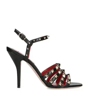 Valentino Garavani Rockstud Leather Stiletto Heeled Sandals - Black