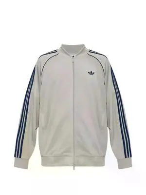 Adidas Logo Embroidered Zip-up Sweatshirt - Grey