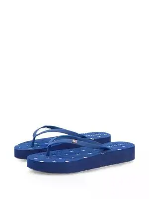 Tommy Hilfiger Logo Print Platform Flip-flops - Blue