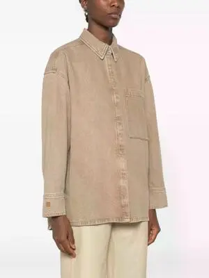BY MALENE BIRGER Washed Cotton Denim Shirt With Embroidered Logo