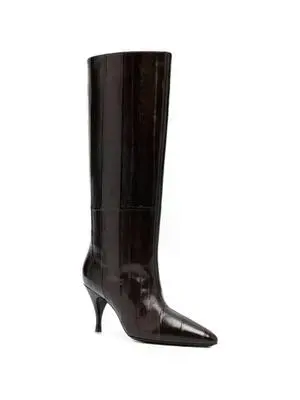 HERBERT LEVINE Panelled Knee-high Leather Boots