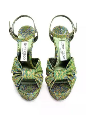 JIMMY CHOO Heloise Knotted Platform Sandals - Green