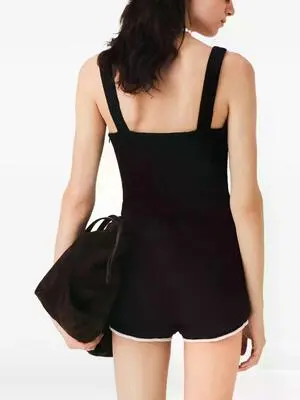 Maje Tweed Playsuit With Gold Button Detail