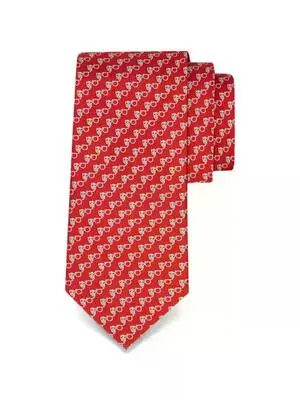 FERRAGAMO Owl-print Silk Tie - Red