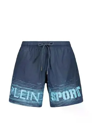 PLEIN SPORT Logo Print Drawstring Swim Shorts - Blue