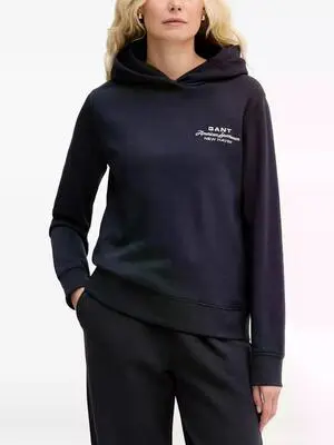Gant Logo Embroidered Hoodie - Blue