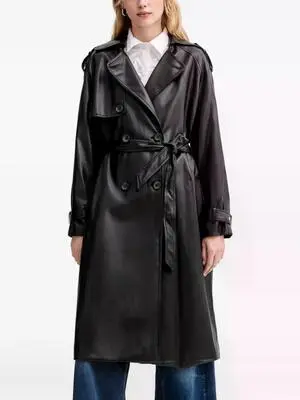 Guess Belted Buttoned Coat - Black