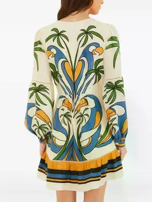 Farm Rio Tropical Graphic V-neck Mini Dress