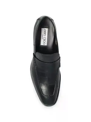 JIMMY CHOO Wilder Embossed Leather Loafers - Black
