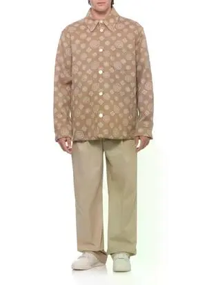 Casablanca Monogram Wool Shirt Jacket - Neutrals