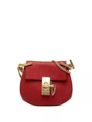 Chloé Drew Nano Grained Lambskin Crossbody Bag - Red