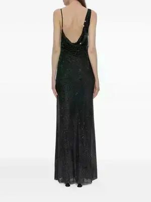 SELF-PORTRAIT Bead-embellished Cowl-neck Maxi Dress