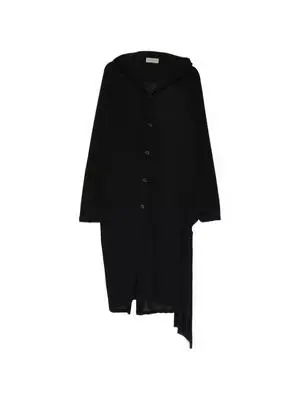 Yohji Yamamoto Side-string Hooded Coat - Black