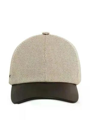 FERRAGAMO Baseball Cap With Leather Peak - Neutrals