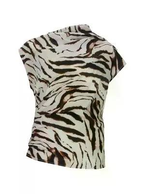 GANNI Zebra-print Draped Top - White
