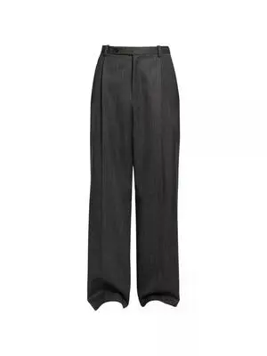 JIL SANDER Pinstripe Wide Leg Pleated Trousers - Grey