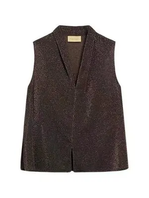 Momoni Kiri Bis Lurex-knit Pleated Tank Top - Brown
