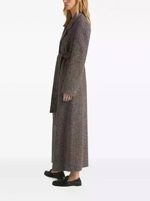 Momoni Elin Double-breasted Herringbone Long Coat