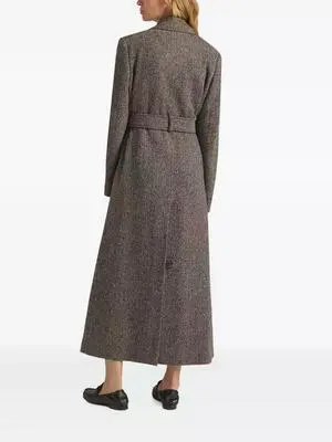 Momoni Elin Double-breasted Herringbone Long Coat