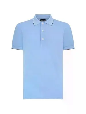 TOM FORD Contrast-trim Short-sleeve Polo Shirt - Blue