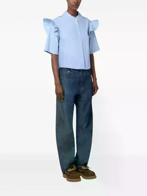 Moschino Ruffled Short-sleeve Shirt - Blue