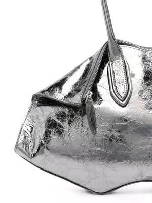 Alexander McQueen Manta Metallic Shoulder Bag - Silver