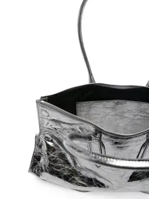 Alexander McQueen Manta Metallic Shoulder Bag - Silver