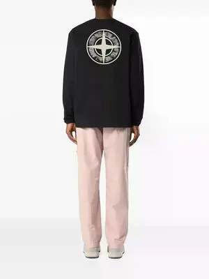 Stone Island Logo-print Long-sleeve T-shirt - Black
