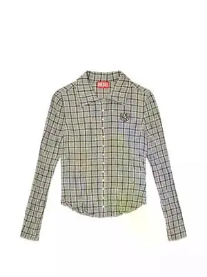 DIESEL® Seersucker Effect Check Shirt - Grey